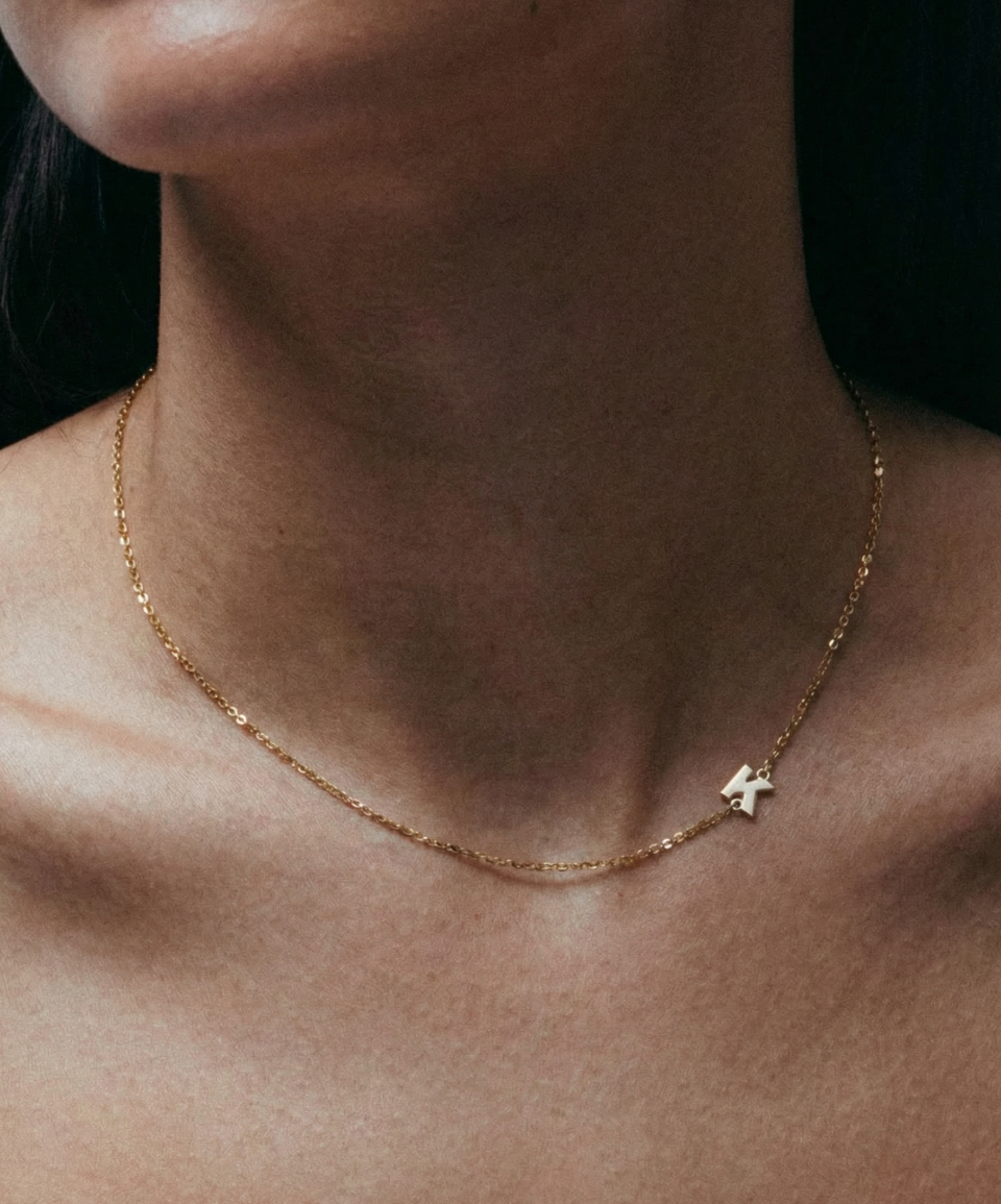 The Single Initial Block Letter Necklace – The M Jewelers