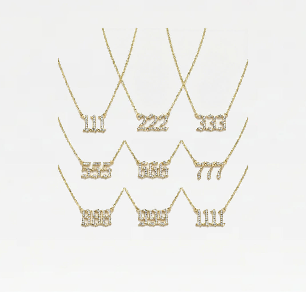 The Angel Number Nameplate Necklace GOLD VERMEIL / 777