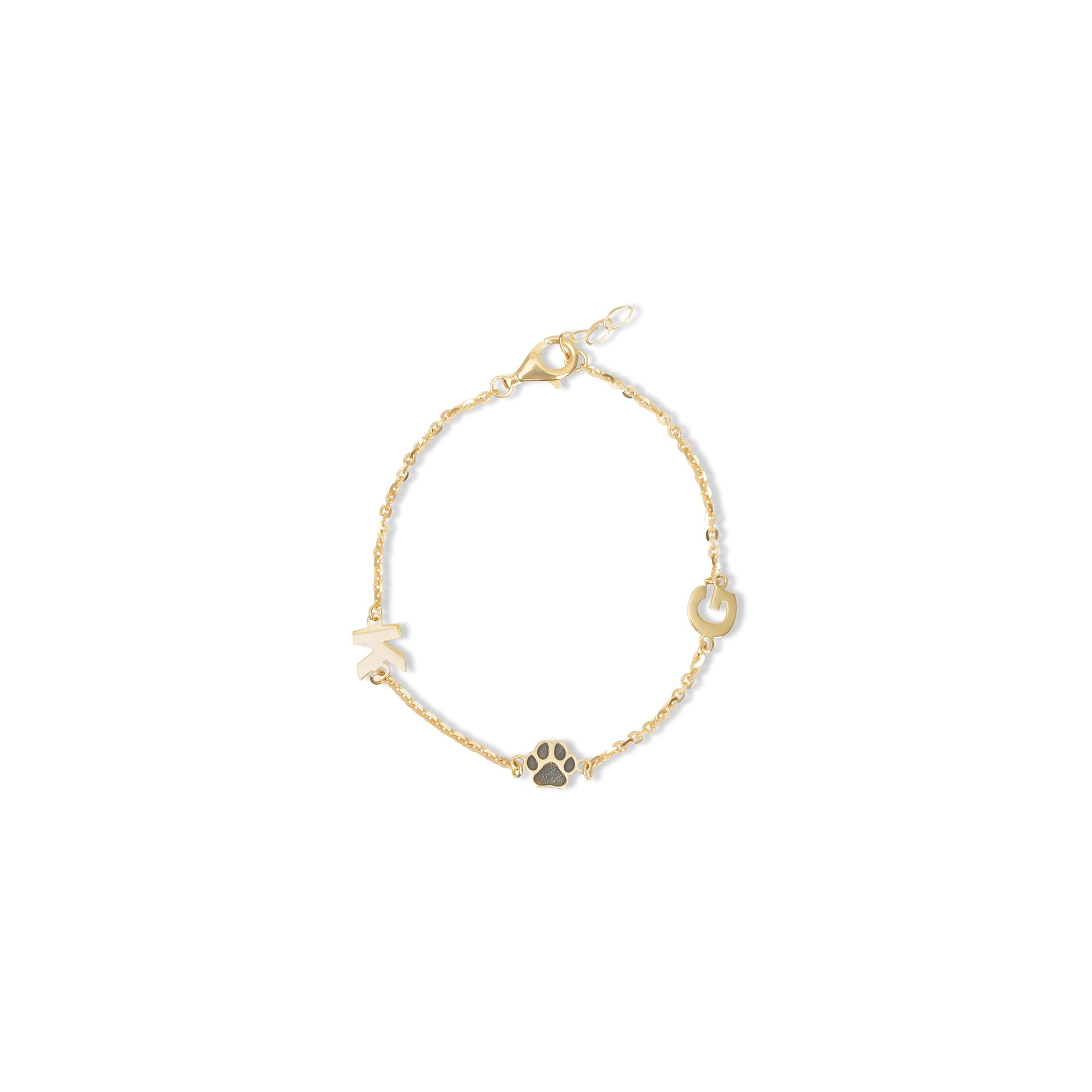 The Two Initial Block Paw Bracelet | The M Jewelers