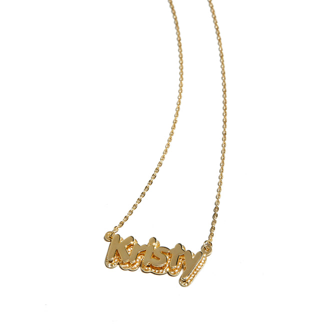 The Double Plate Bubble Letter Nameplate Necklace | The M Jewelers