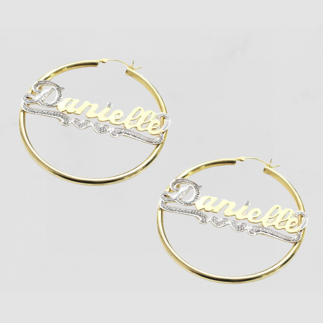 The Cut Name Hoops | The M Jewelers