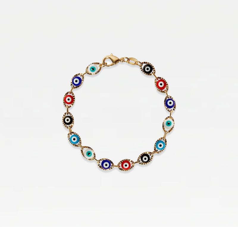 The Multi Color Evil Eye Link Bracelet Default Title | The M Jewelers