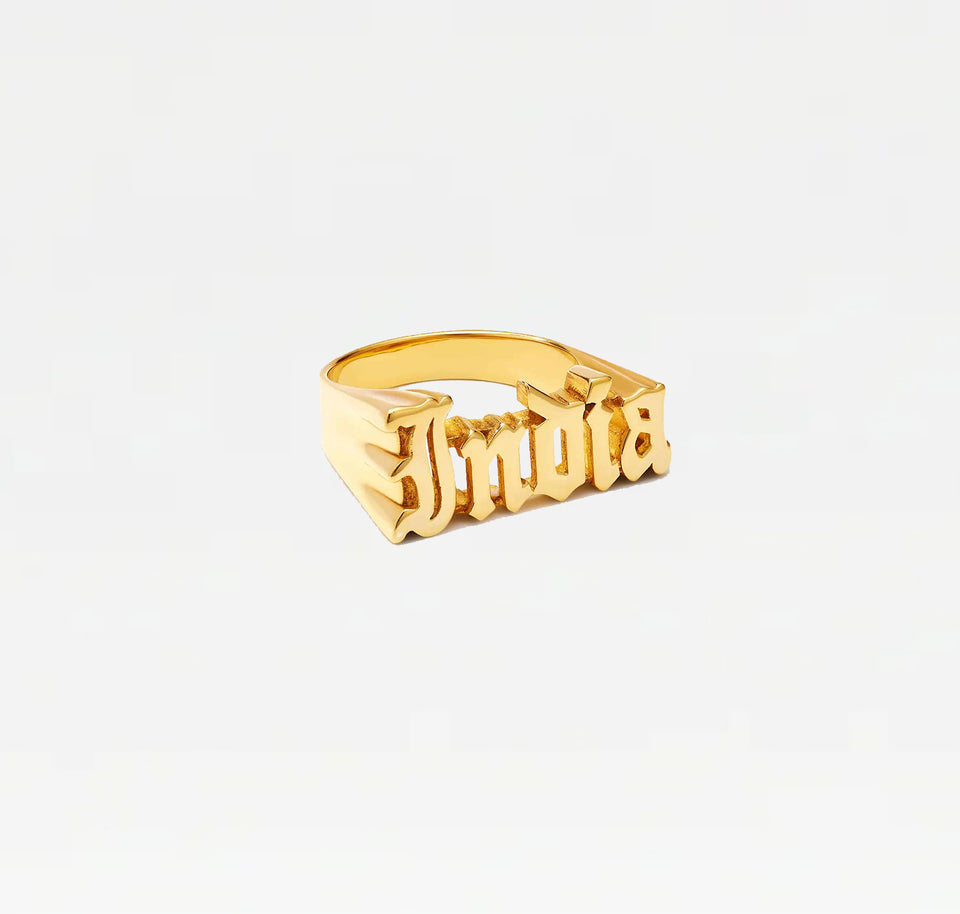 The Gothic Name Ring – The M Jewelers