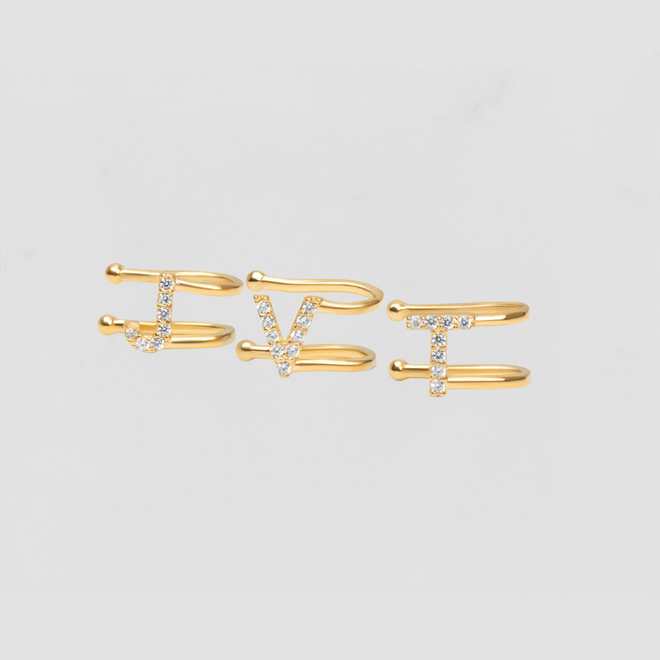 The Iced Out Block Letter Cuff Earring | The M Jewelers