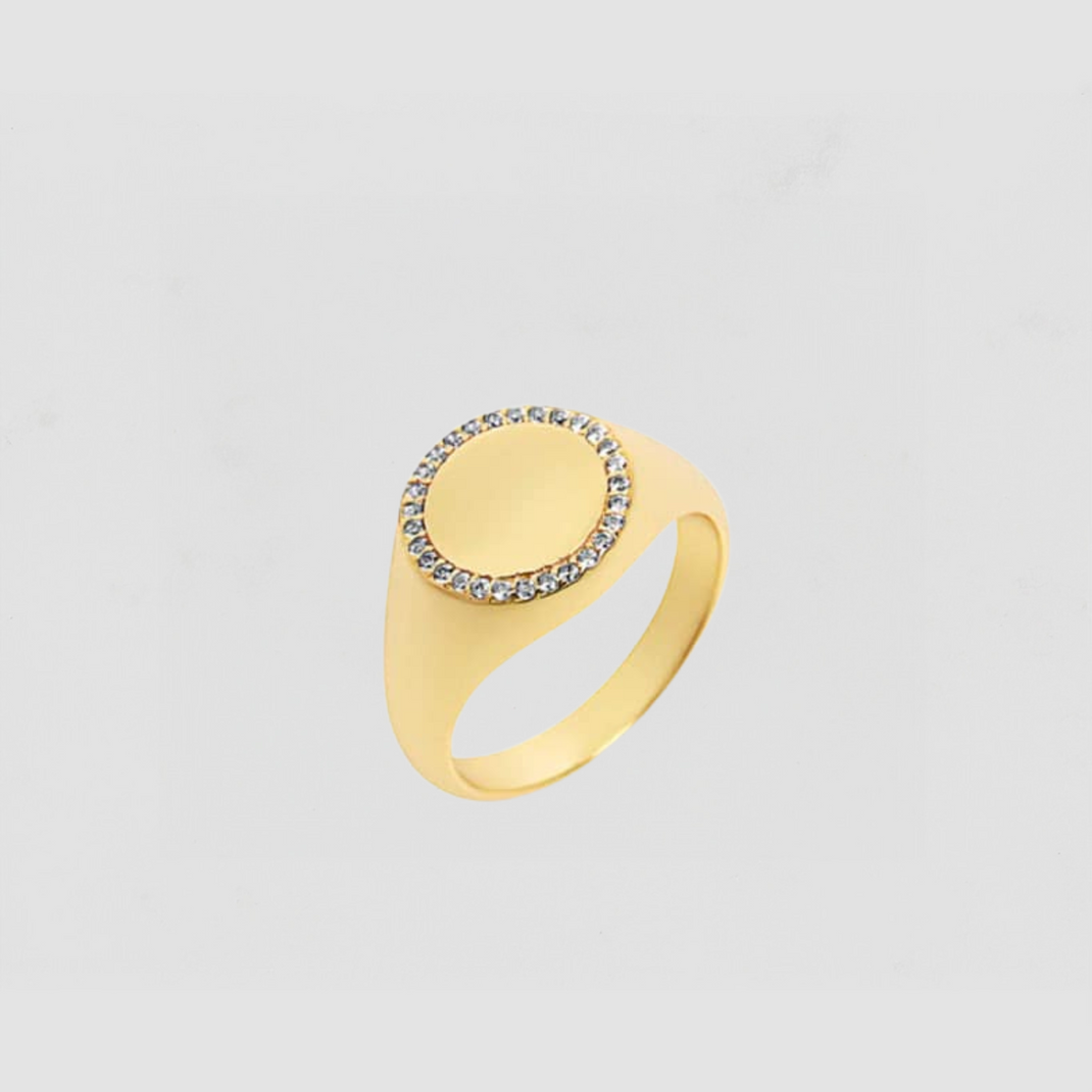 The Pavé Disc Signet Ring GOLD VERMEIL / 5 | The M Jewelers