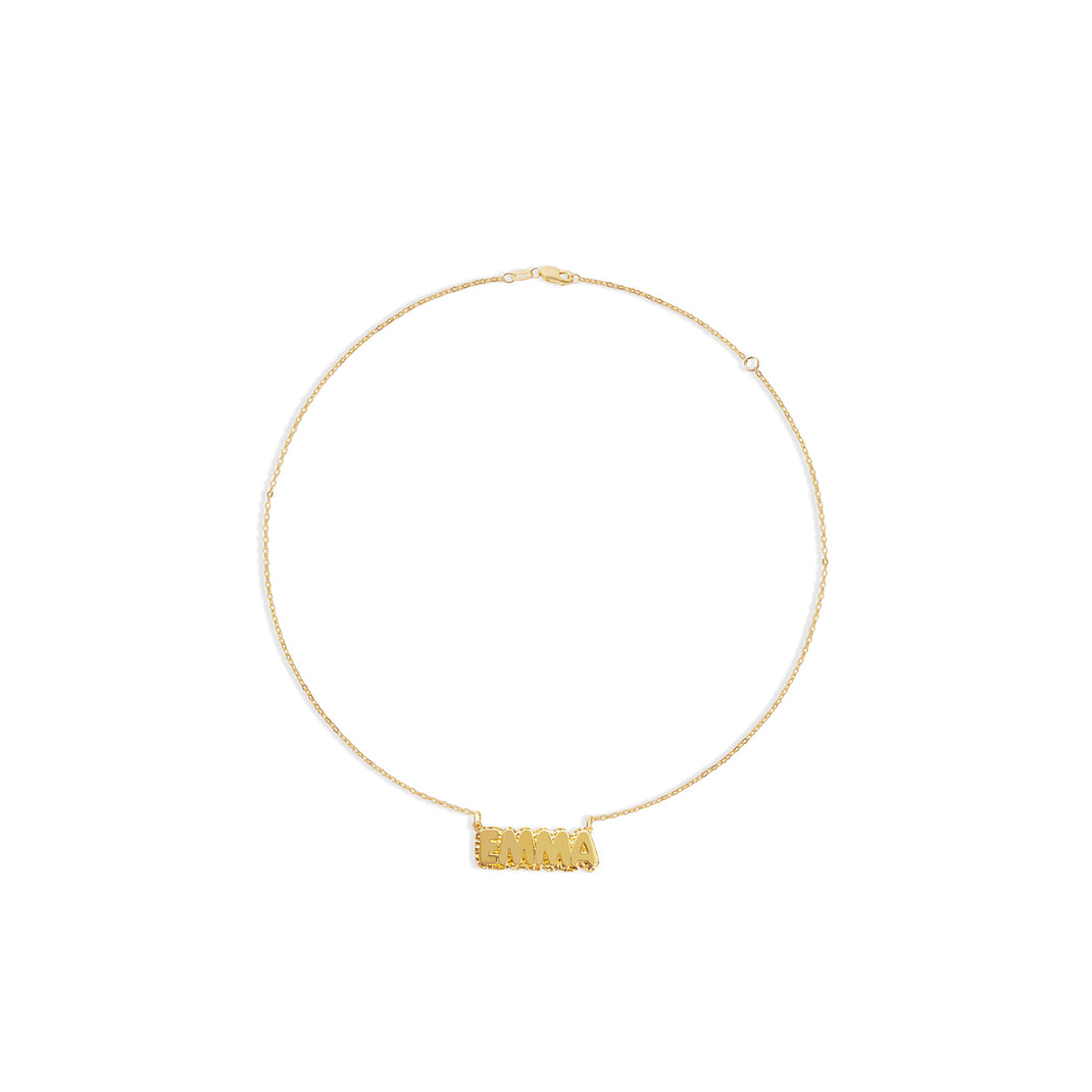 The Double Plate Bubble Letter Nameplate Necklace | The M Jewelers